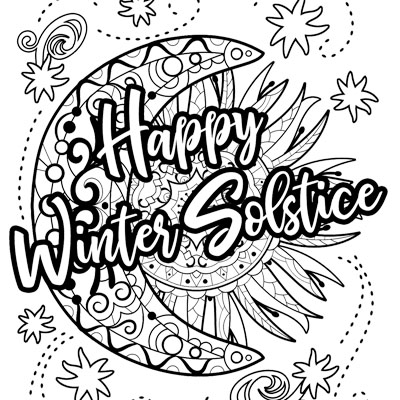 Winter Solstice and Christmas Coloring Pages and Activity Sheets