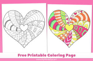 Doodle Art Heart Coloring Page (C0059)