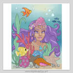 Mermaid Princess Coloring Page (C0063)
