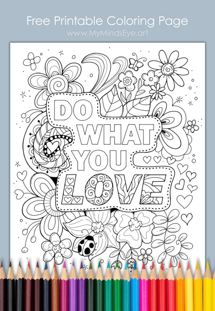 Find Your Happy Place: "Do What You Love" Coloring Page